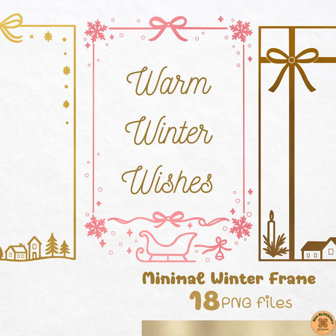 Whimsical Christmas Frame Clipart, Hand Drawn Line Art Coquette Bow ...