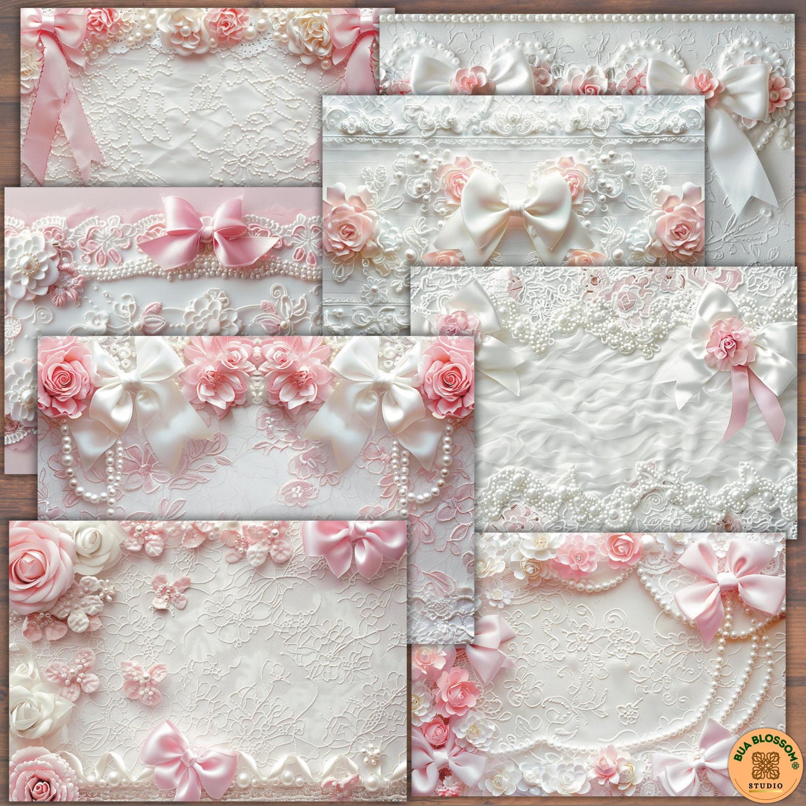Pink Rose Lace Digital Paper: Floral White Junk Journal (JPG/PDF ...