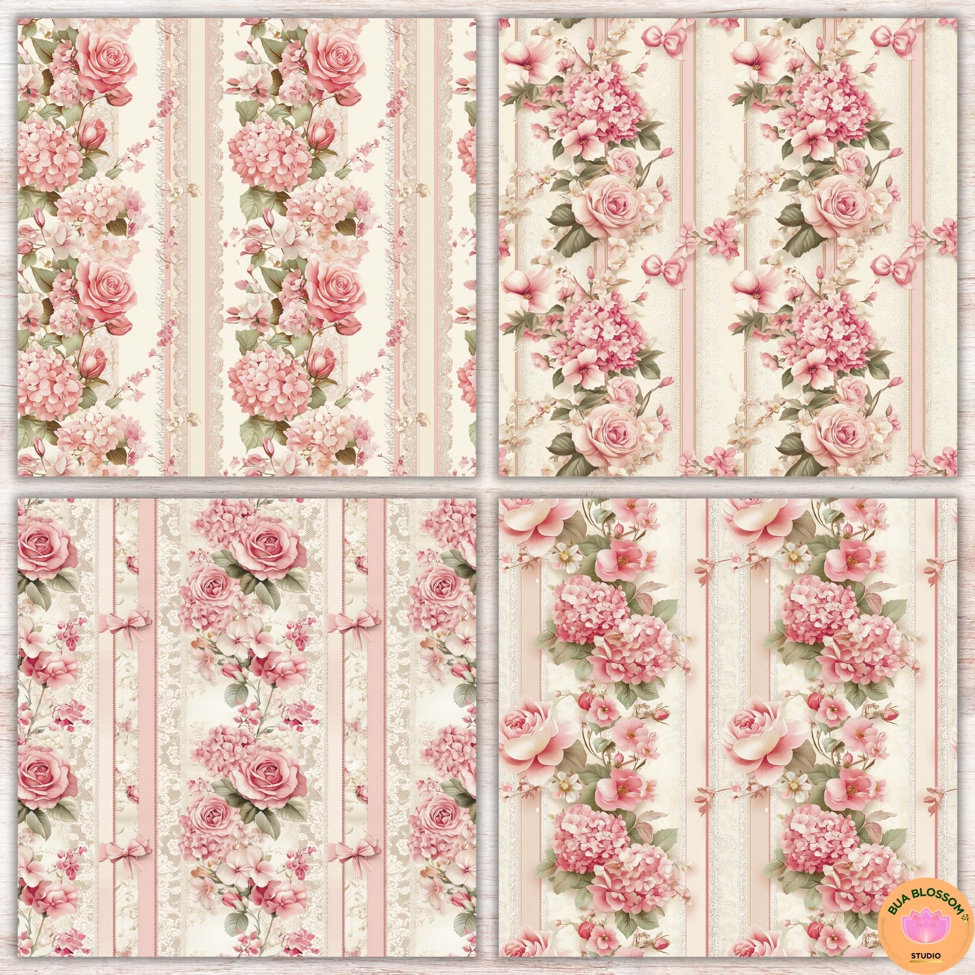 Pink Rose Lace Seamless Pattern, Floral Lace Seamless Pattern, Floral ...