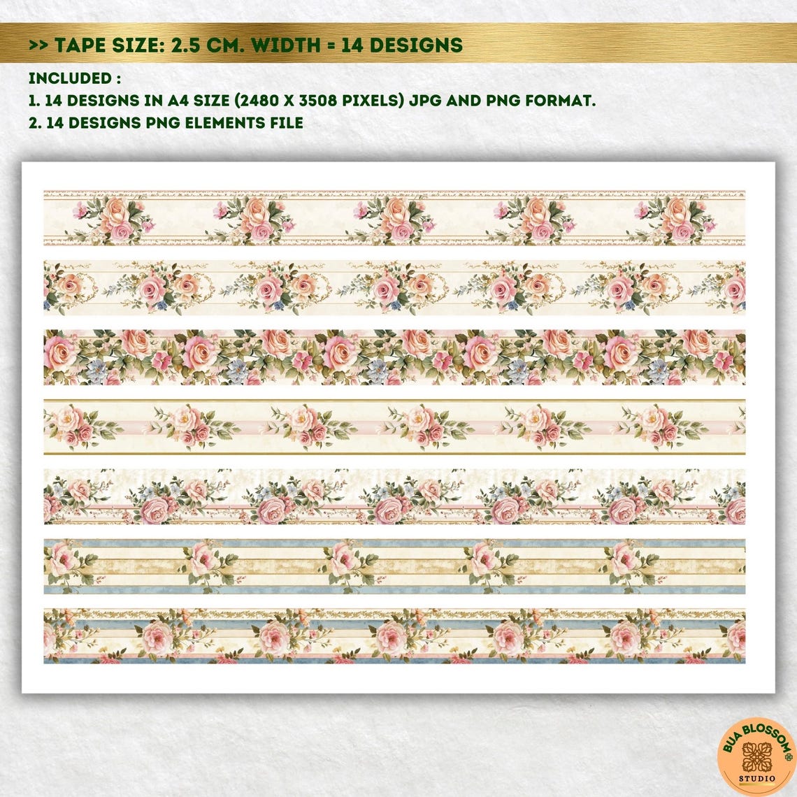 Vintage Rose Lace Border, Rose Floral Stripe Border for Scrapbook ...
