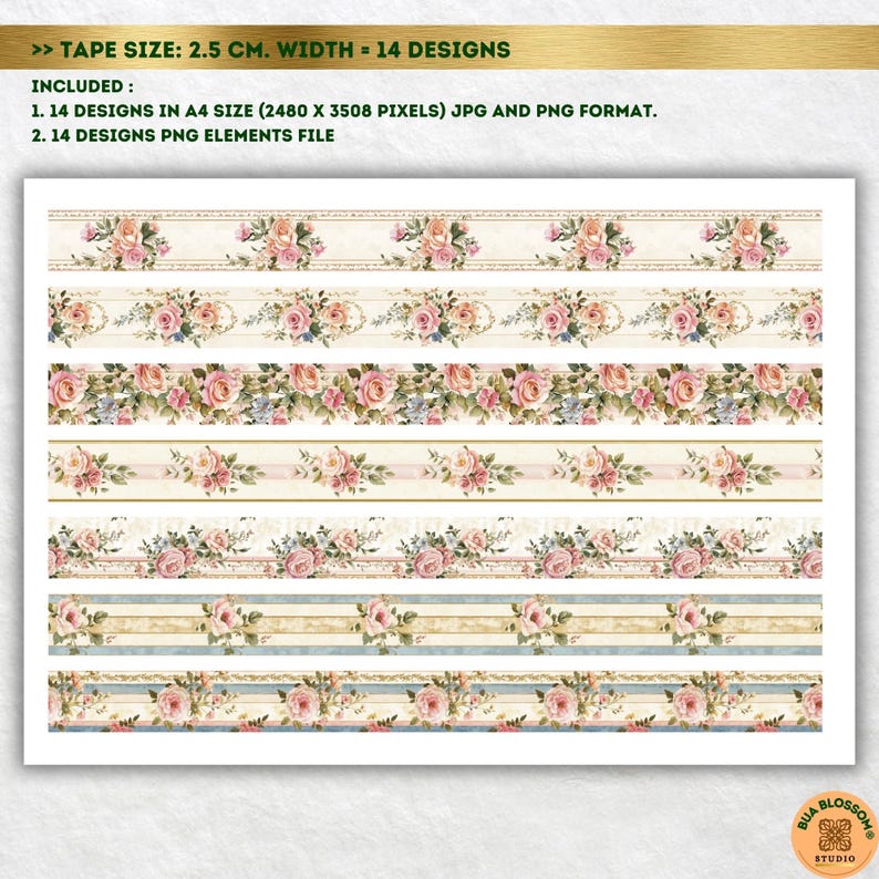 Vintage Rose Lace Border, Rose Floral Stripe Border for Scrapbook ...