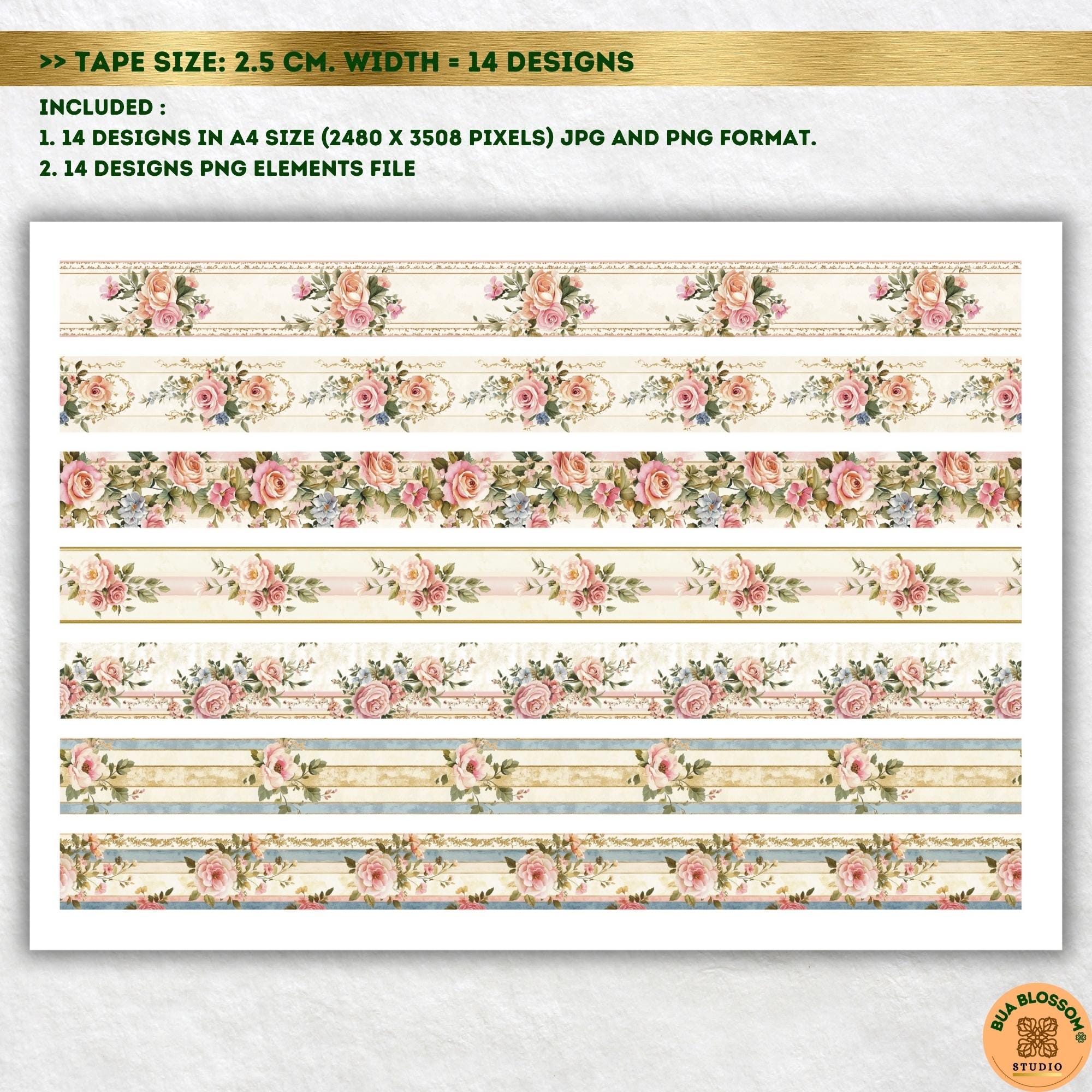 Vintage Rose Lace Border, Rose Floral Stripe Border for Scrapbook ...