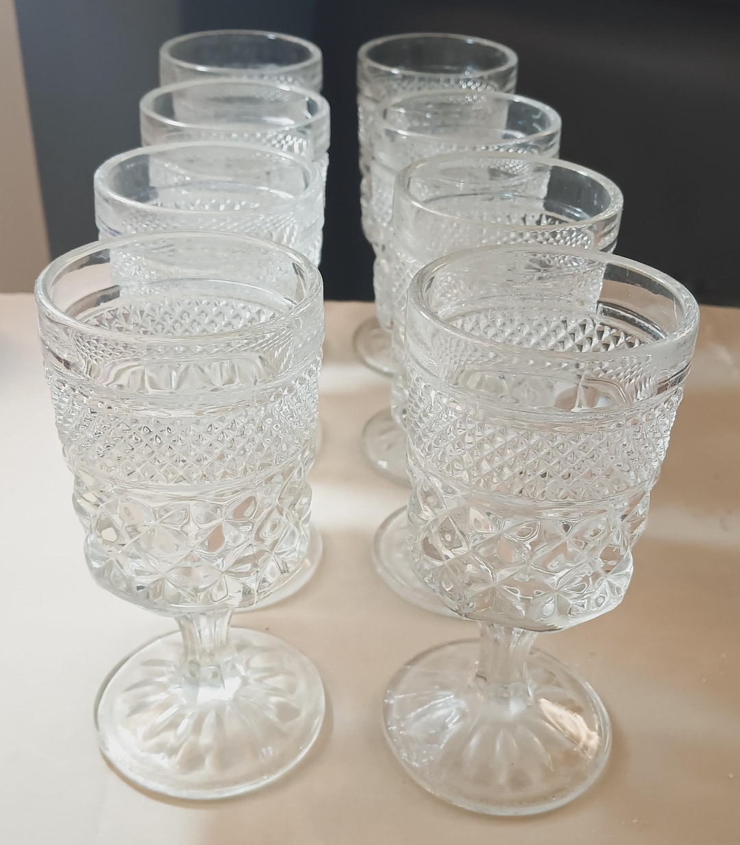 Vintage Anchor Hocking Wexford Crystal Glass. This Set of 8 is Textured ...