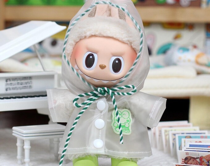 Labubu White Raincoat – Cute Hooded Rain Jacket for Labubu Doll ...