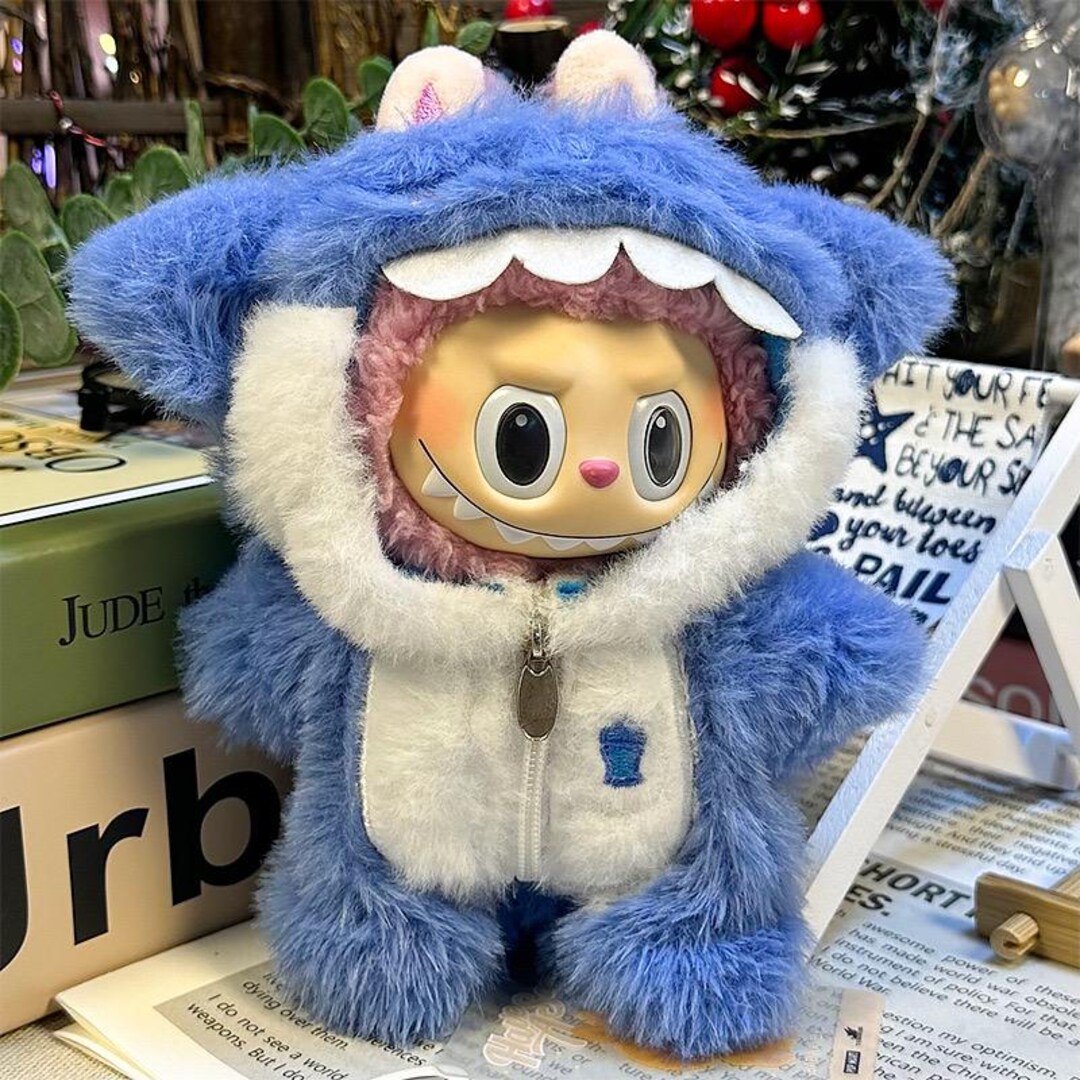 Labubu Shark Outfit – Blue Zip-up Labubu Doll Clothes, Handmade Pop ...
