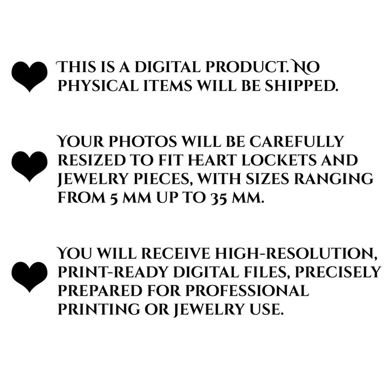 Custom Heart Locket Photo Prints, Printable Heart Photos for Lockets ...