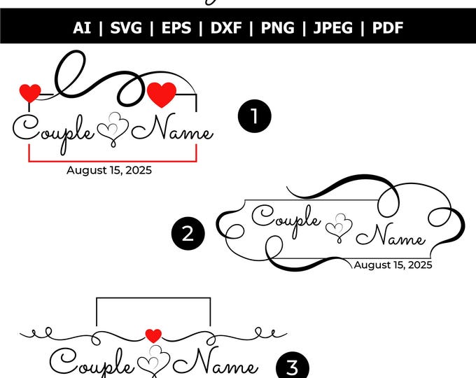 Custom Names Svg, Couple Names With Heart Svg, Wedding Gift Svg ...