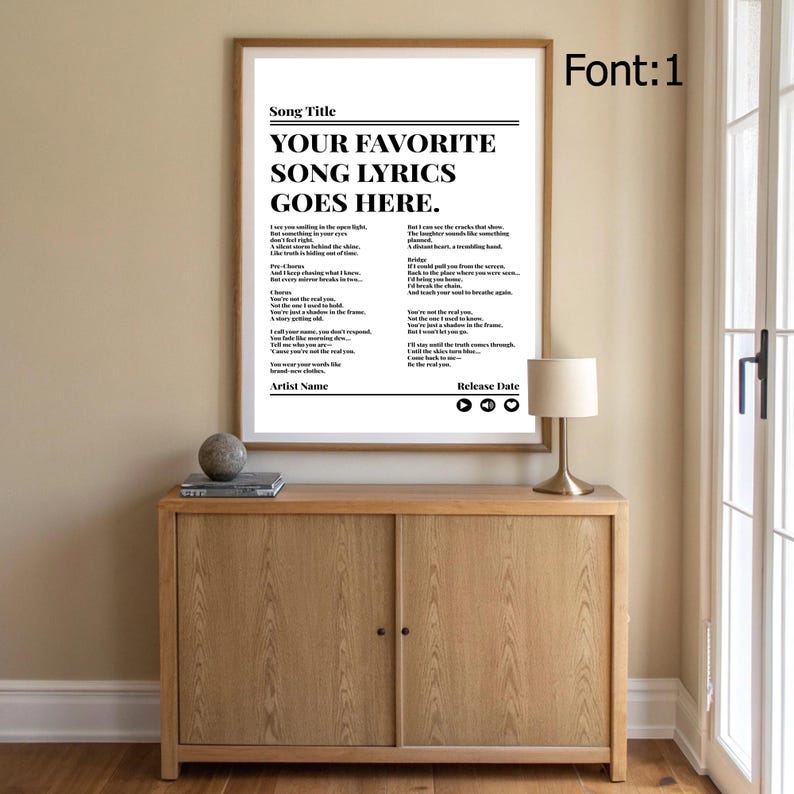 Custom Lyric Poster, Song Lyric Wall Art, Music Lyrics Print ...
