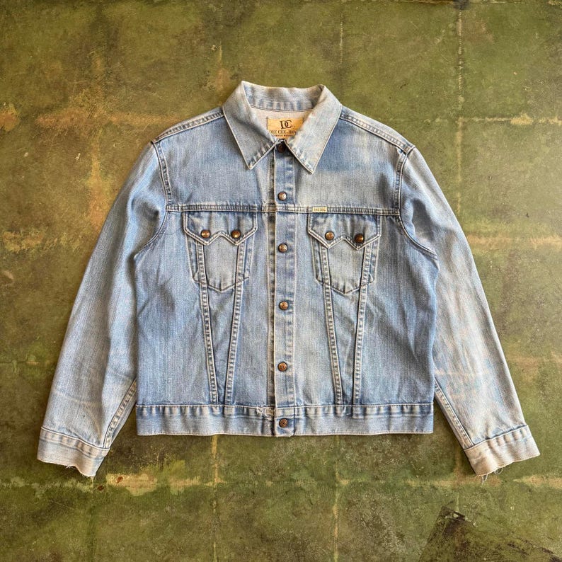 VTG 70s Dee Cee Brand Light Wash Sun Faded Denim Jacket Made in Usa ...
