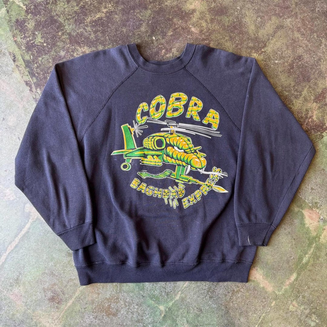 Vintage Cobra Helicopter Baghdad Express Military Crewneck Sweatshirt L ...
