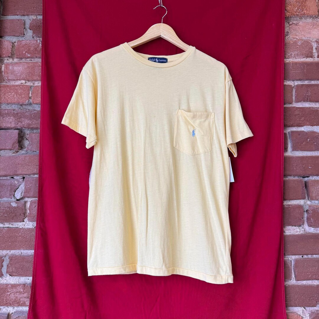Vintage 90s Ralph Lauren Light Yellow Polo Pocket T-shirt Large - Etsy