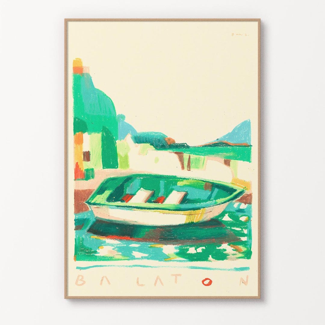 Balaton Lake - Pastel Drawing on Paper, Wall Art Print, Nature Drawing ...