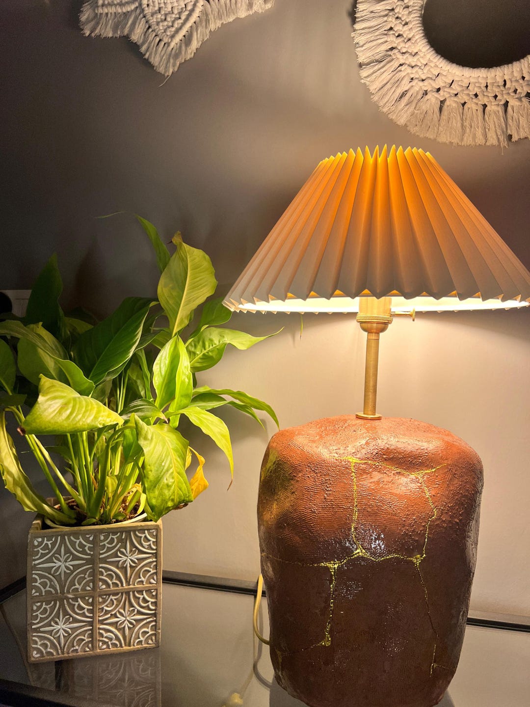 Kintsugi Lamp, Ceramic Table Lamp, Japanese Style Lighting, Rustic Desk ...