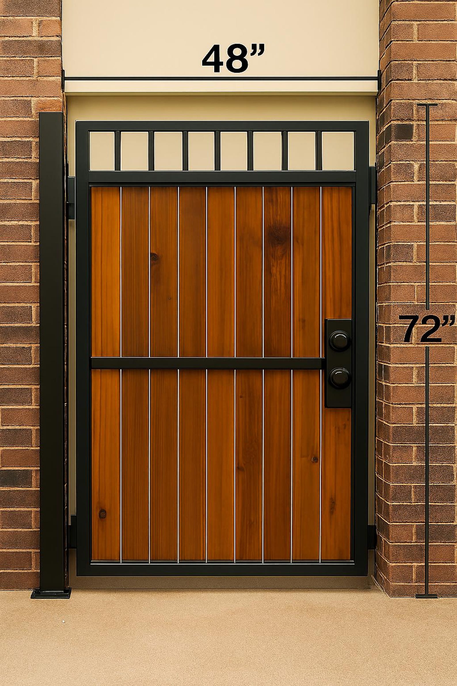 Custom Cedar Wood & Metal Security Gate - Modern Privacy Gate (48''x72 ...