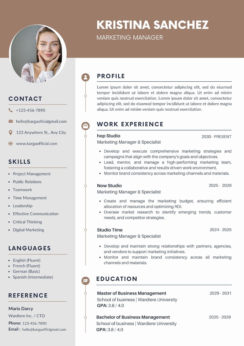 Plantilla de CV profesional y moderna para Word y Pages / Diseño de CV ...