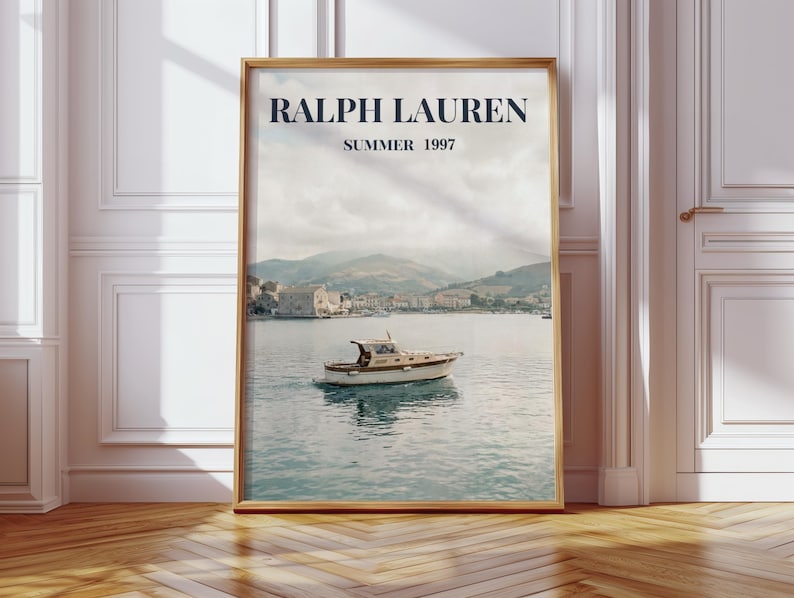 Vintage Yacht Wall Art, Old Money Coastal Poster, Ralph Lauren Style ...