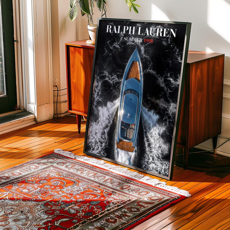 Luxury Yacht Wall Art Print, Ralph Lauren Inspired Sailboat Poster, Old ...