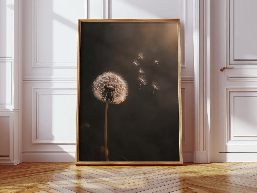 Pusteblume im Wind Poster: Stimmungsvolle Blumenwandkunst (Digitaler ...