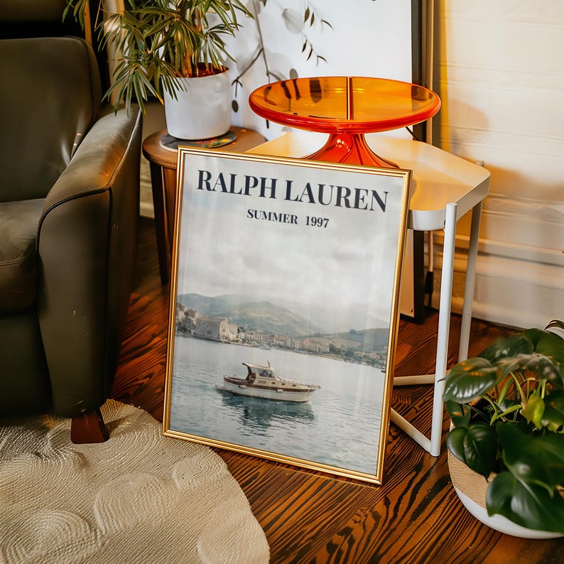 Vintage Yacht Wall Art, Old Money Coastal Poster, Ralph Lauren Style ...