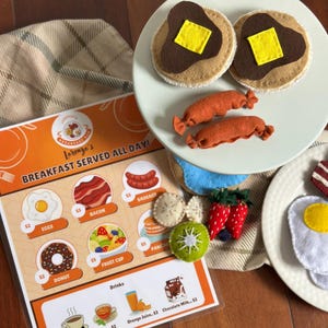 Felt Breakfast Play Food Set – Pancakes, Eggs, Bacon, Sausage, Donut ...