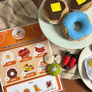 Felt Breakfast Play Food Set – Pancakes, Eggs, Bacon, Sausage, Donut ...