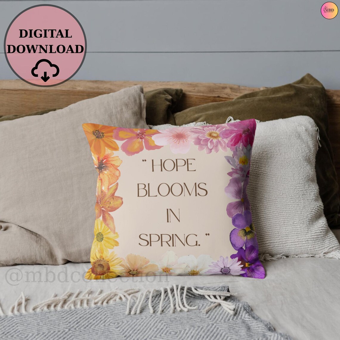 Spring Themed Digital Design, Printable for Pillow, Mug, T-shirt, Bag ...