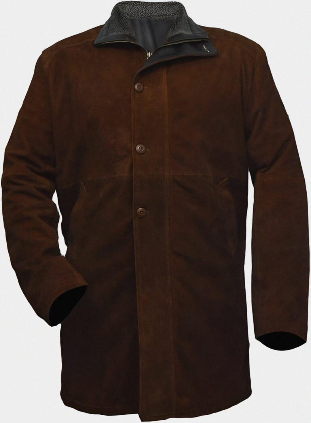 Men's Longmire Sheriff Walt Robert Taylor Dark Brown Suede Leather Coat ...