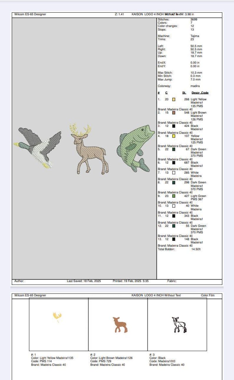 Hunting Fishing Embroidery Design | Deer Duck Fish Single File ...