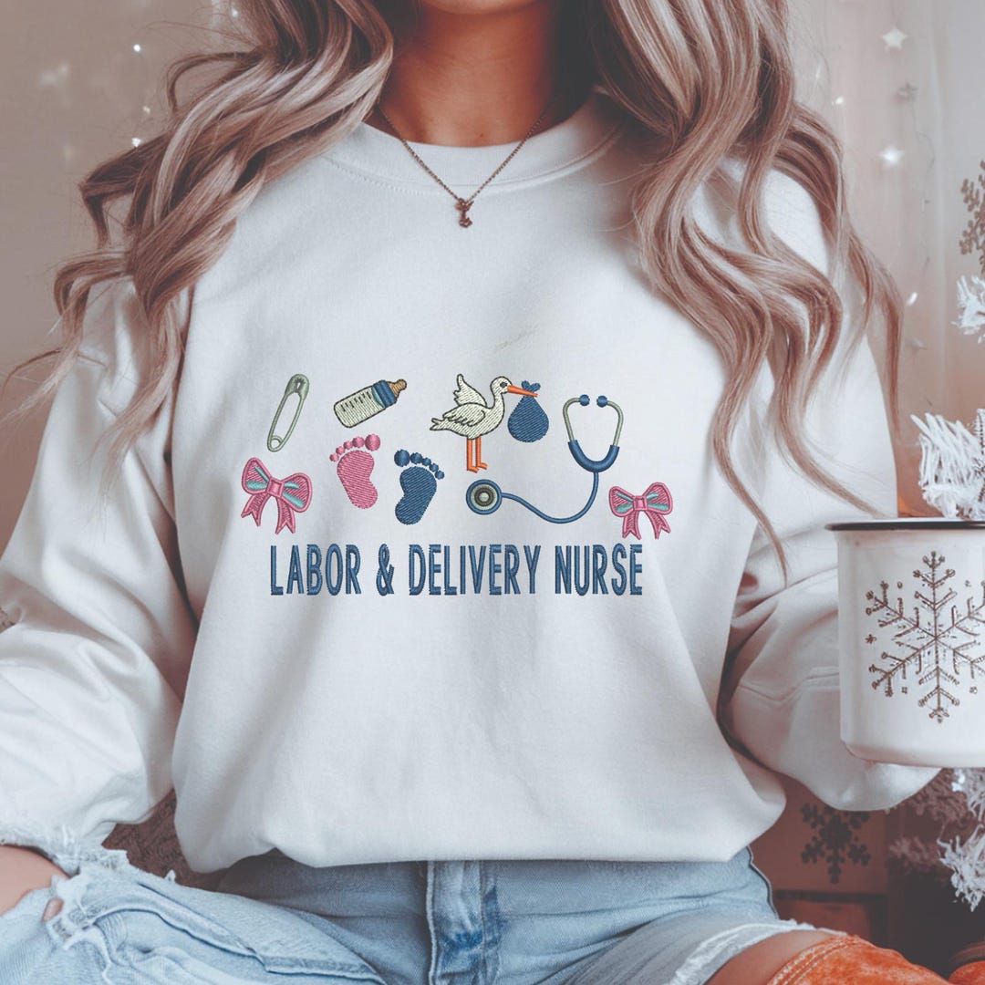 Labor Delivery Embroidery Design L&D Nurse Birth Midwife Doula Stitch ...