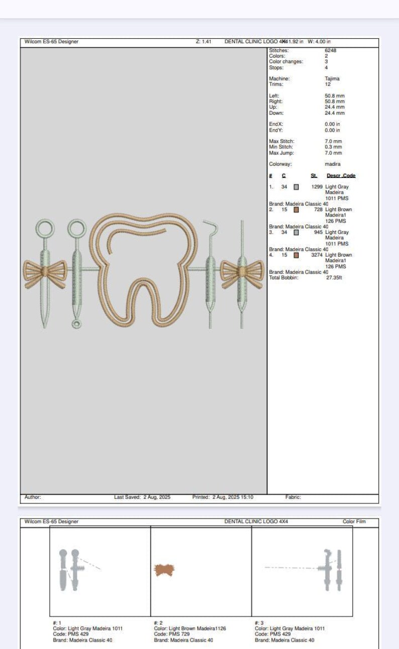 Dental Embroidery Design EMB File Dentist Tooth Stitch Dental Tools ...
