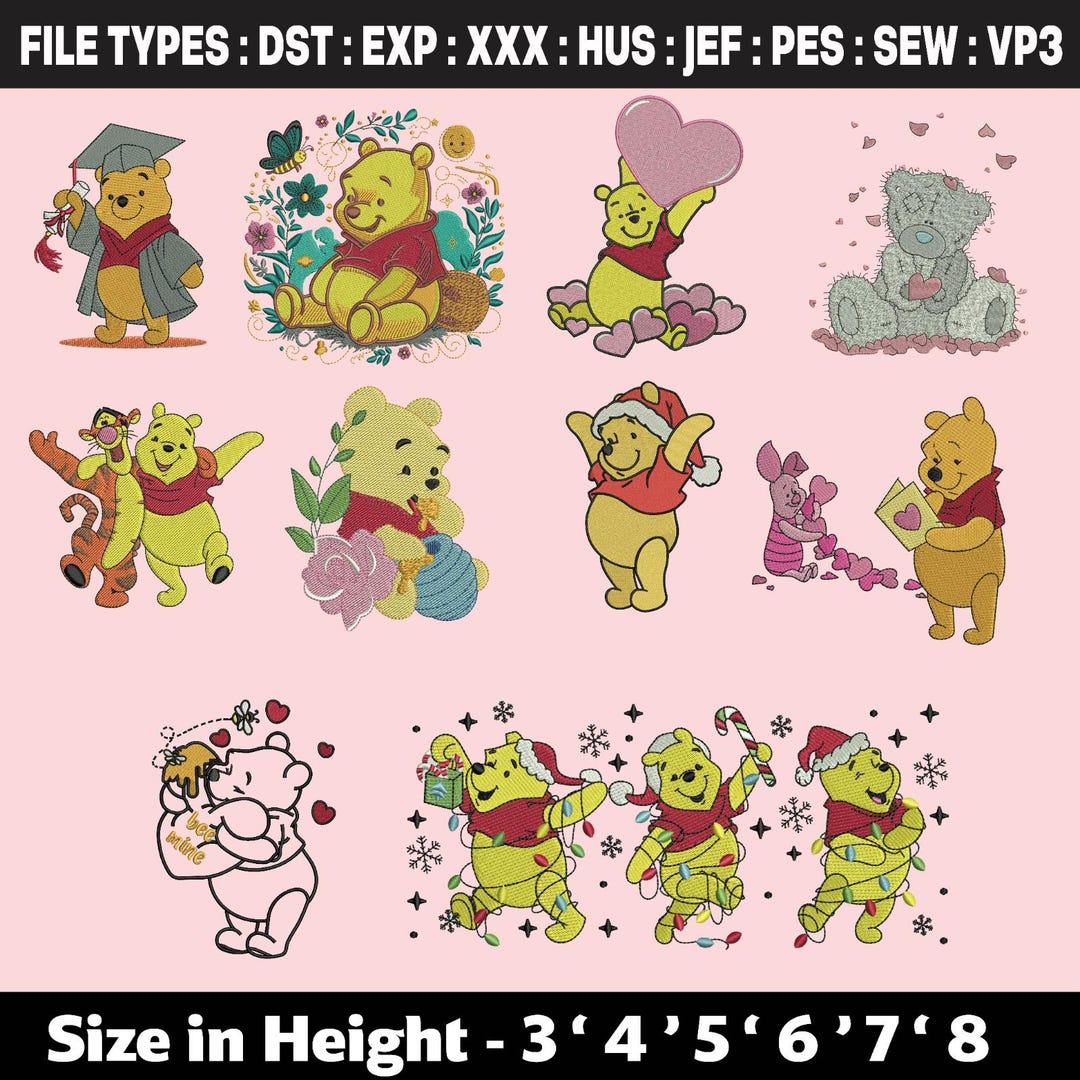 Bear Embroidery Design Bundle, Baby & Family (pes, Dst, Exp, Jef, Vp3 ...