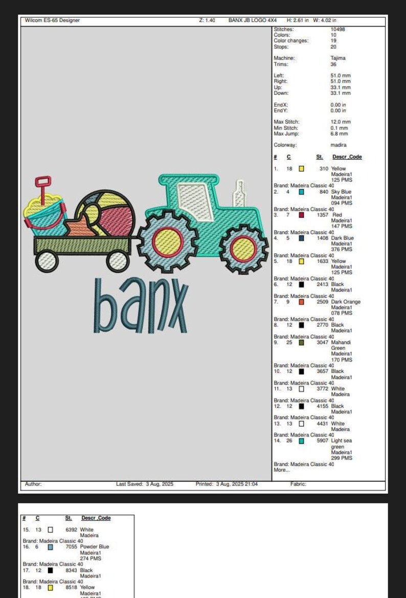Banx Tractor Embroidery Design Farm Toy Wagon Machine Embroidery File ...