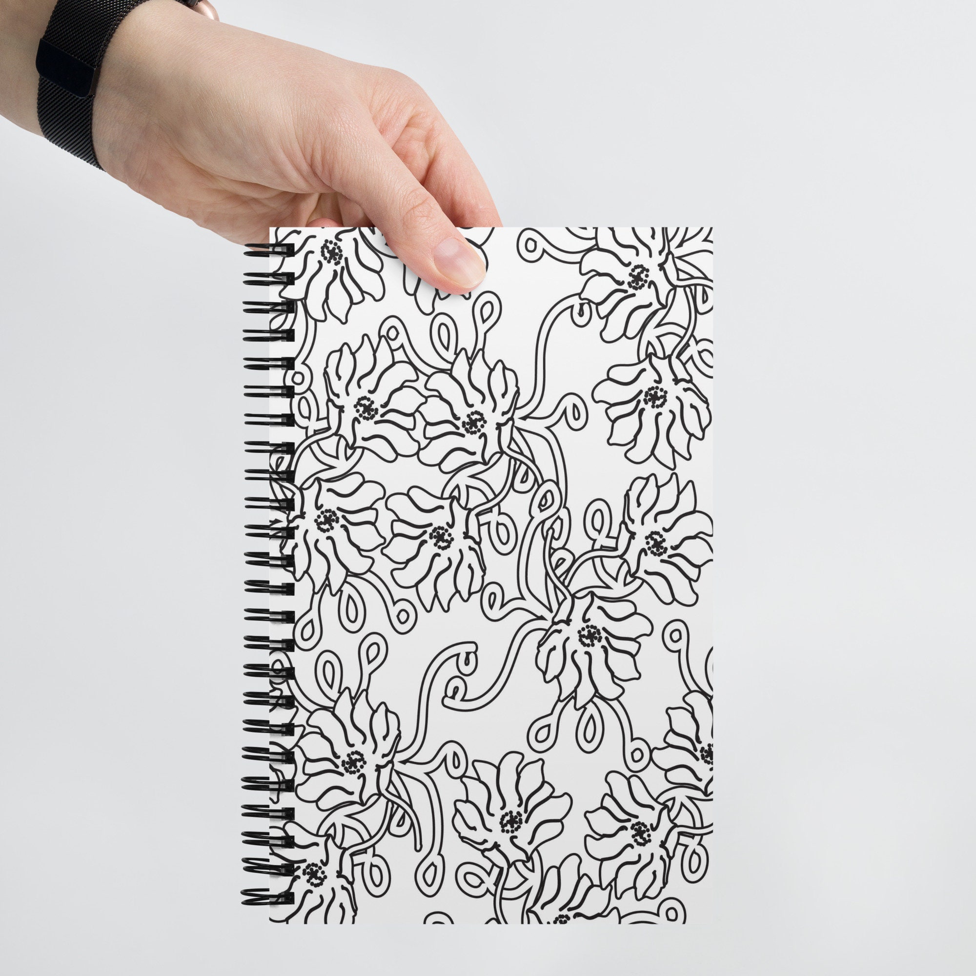 Floral Color Sheet Spiral Notebook With Floral Color-it-yourself Design ...