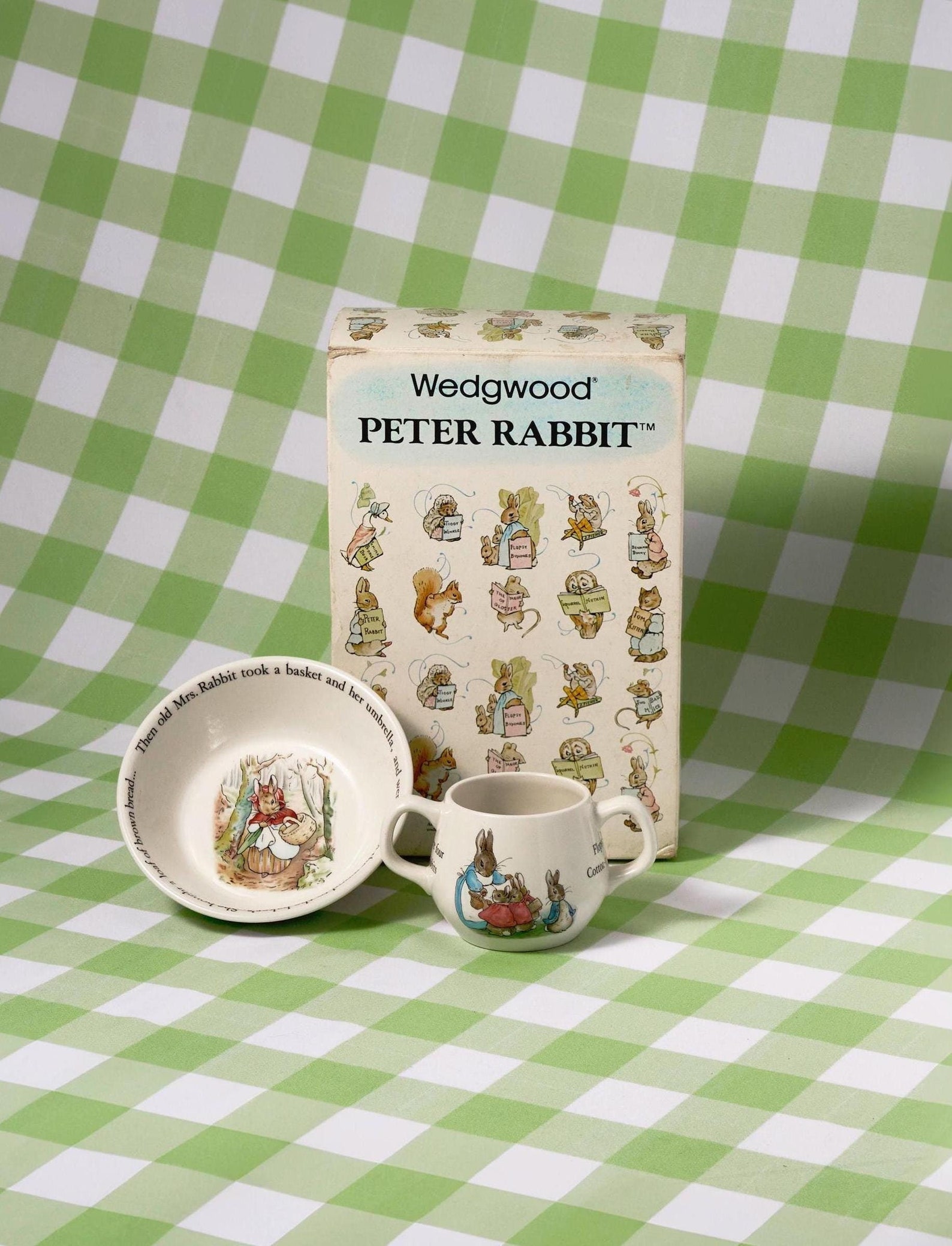 Vintage Wedgewood Peter Rabbit Dish Set - in Original Box - Baby Shower ...