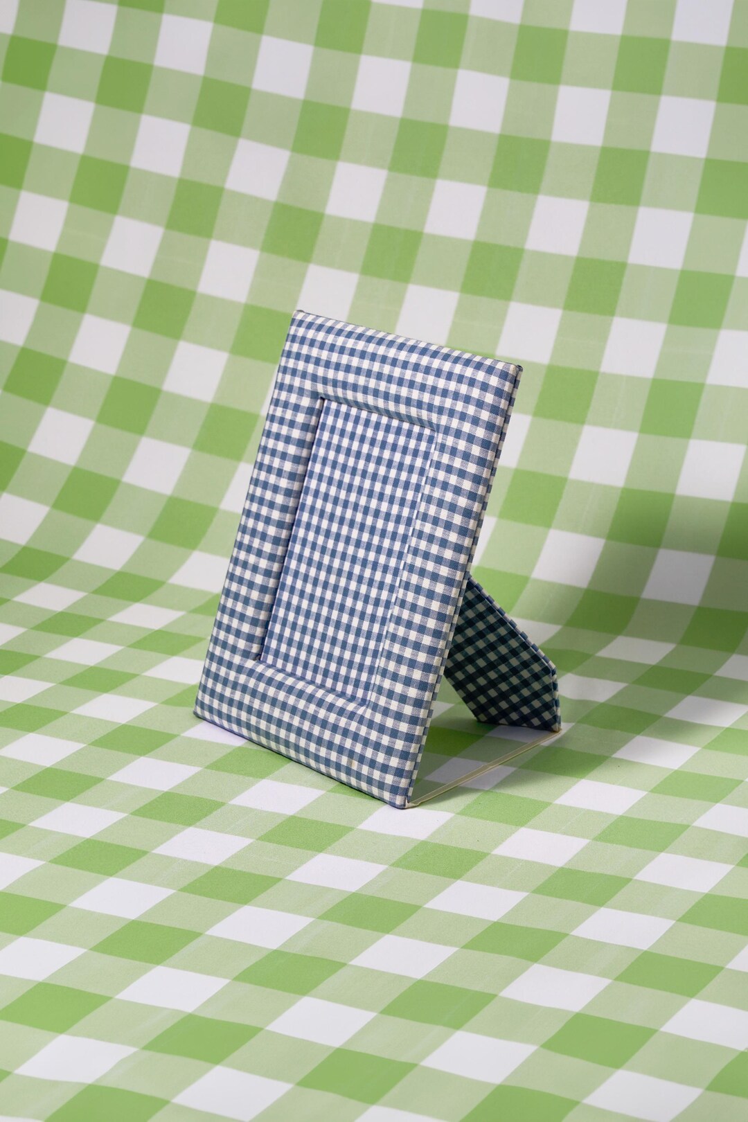 Vintage 8x10" 90's Blue Gingham Print Plush Cotton Linen Frame - Etsy