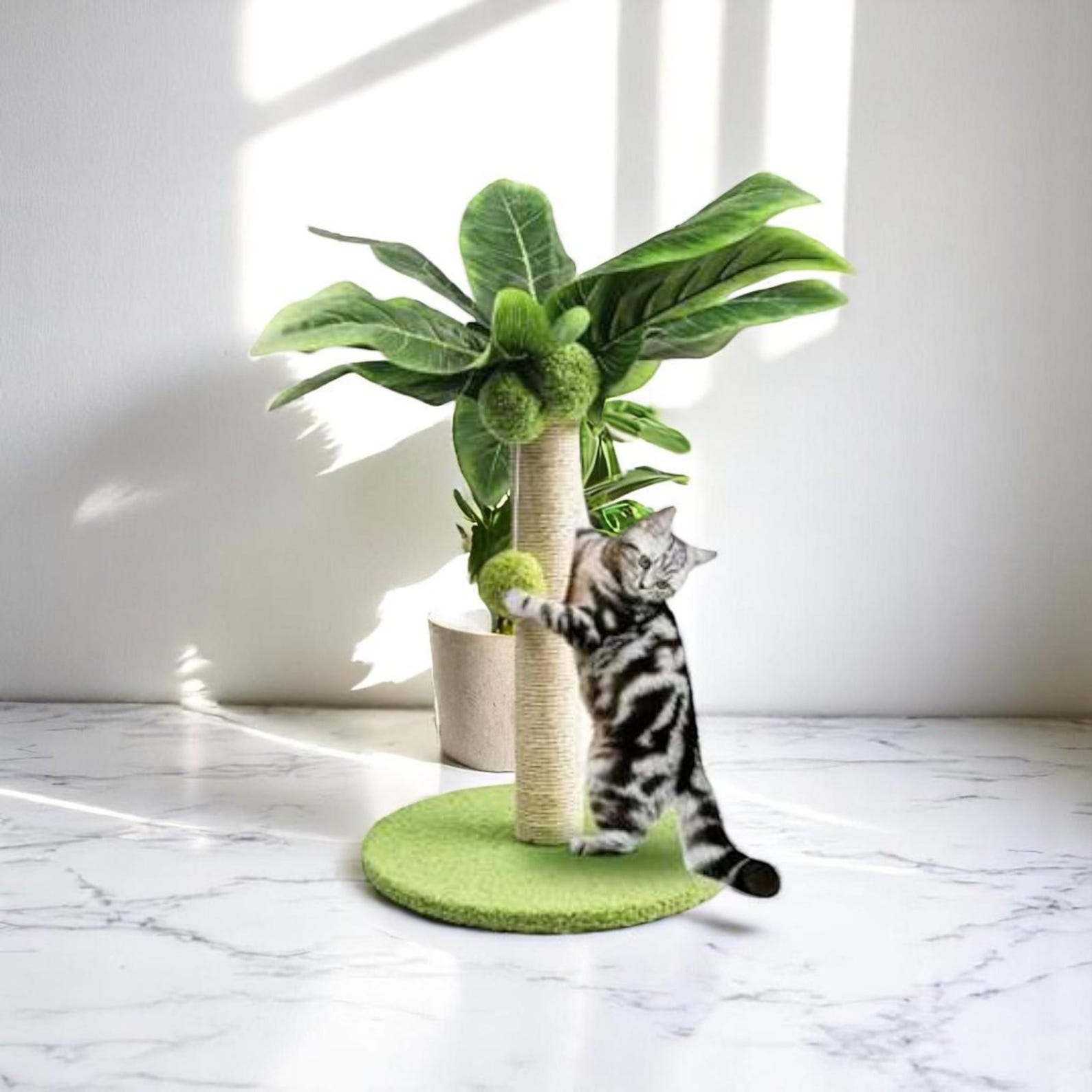 Cat Scratching Post for Kitten Cute Green Leaves Cat Scratching Posts ...