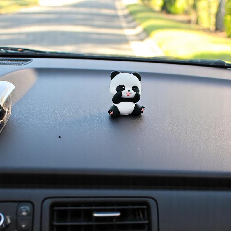 Ceramic Panda Car Ornament: Kawaii Dashboard Decor - Etsy