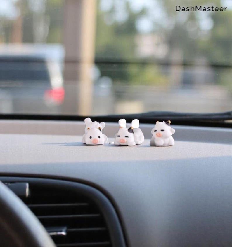 Cute Cow Figurines Set Car Dashboard - Kawaii Mini Animal Figure ...