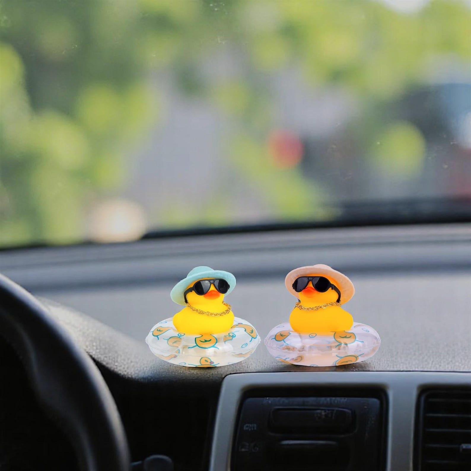 Cute Dashboard Duck Car Accessory - Funny Rubber Duck Toy With Hat ...