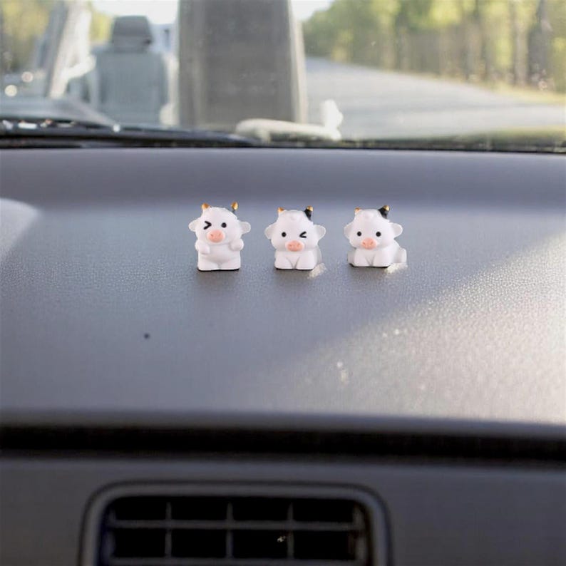 Cute Cow Figurines Set Car Dashboard - Kawaii Mini Animal Figure ...