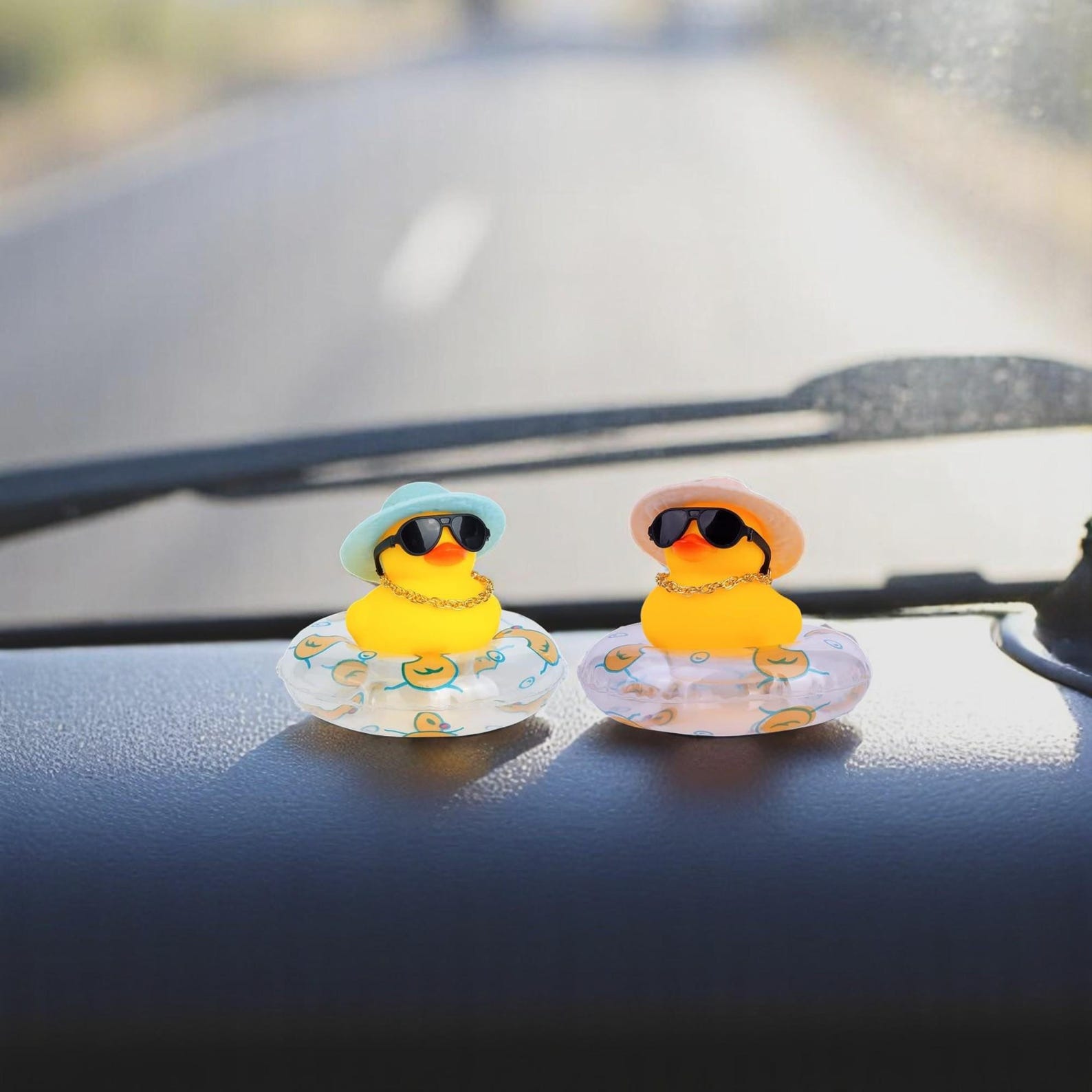 Cute Dashboard Duck Car Accessory - Funny Rubber Duck Toy With Hat ...