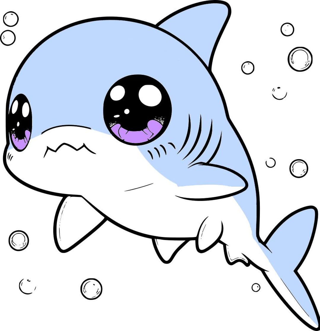 Chibi Sharks 20 Pages to Color for Kids and Adults - Etsy