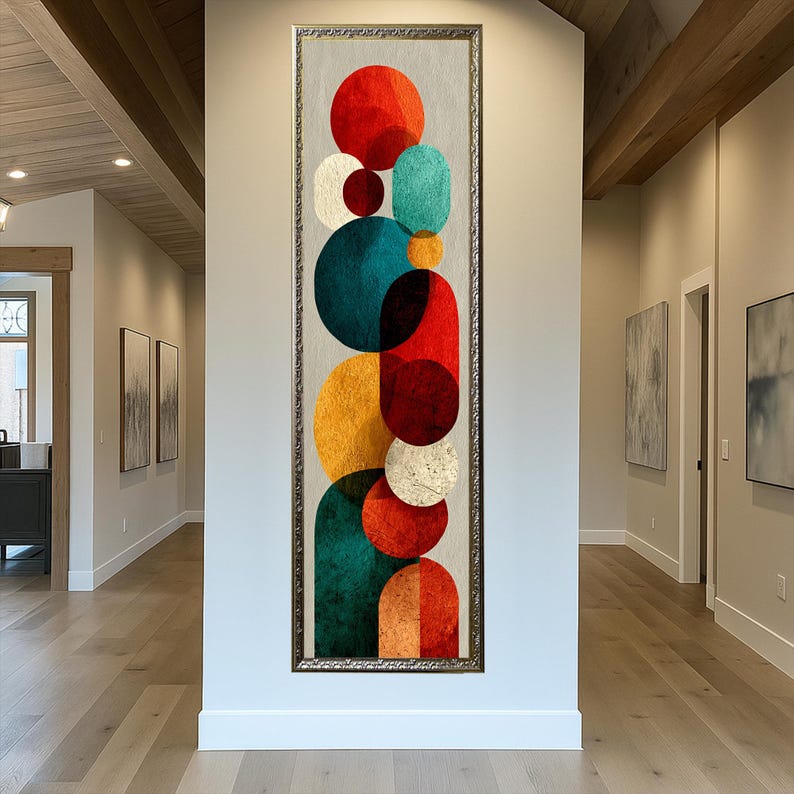 Bauhaus Geometric Framed Wall Art : Long Narrow Abstract Canvas, Mid ...