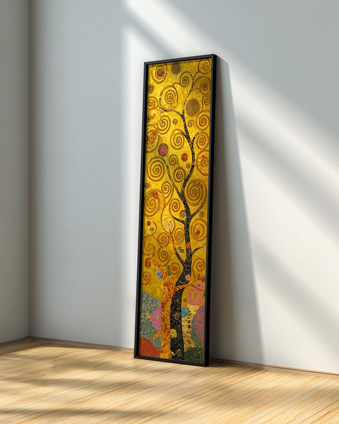 Klimt Tree of Life Long Narrow Wall Art : Golden Abstract Tree Framed ...