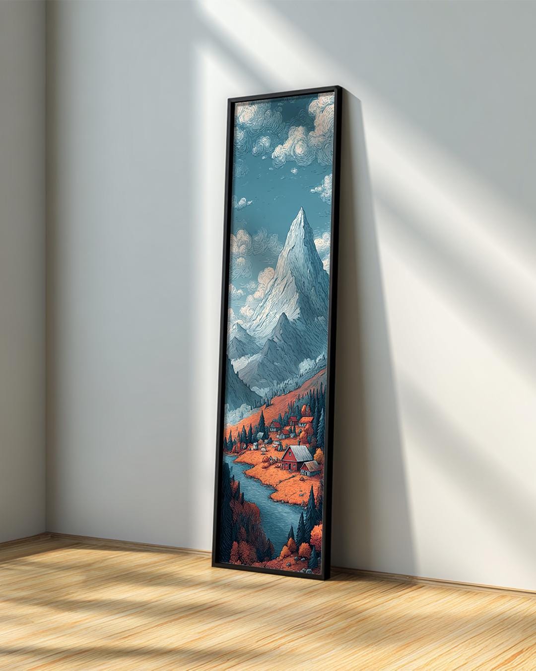 Long Narrow Mountain Wall Art : Vertical Landscape Canvas, Alpine ...