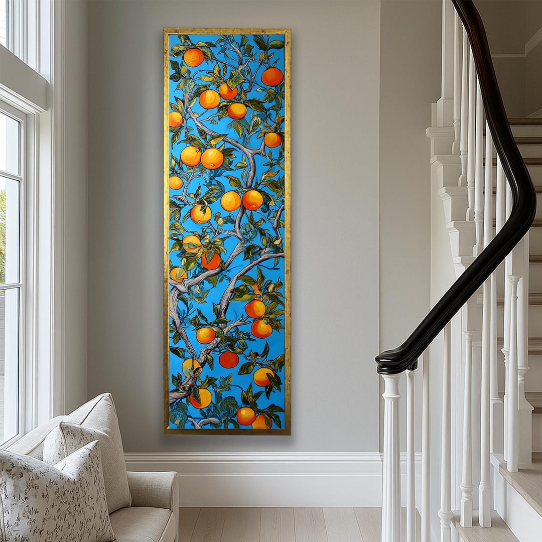 Orange Tree Wall Art : Long Narrow Fruit Art, Mediterranean Kitchen ...