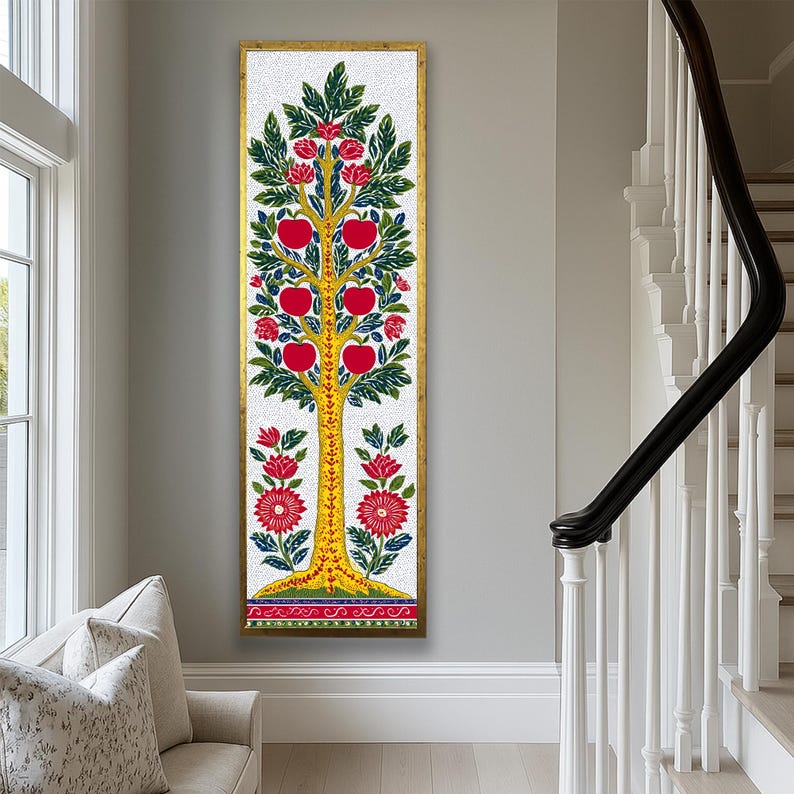 Pichwai Tree of Life Tall Narrow Wall Art: Indian Folk Art Print - Etsy UK