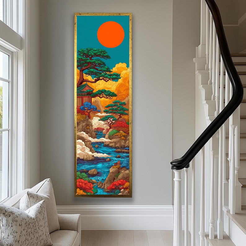 Japandi Landscape Wall Art : Long Narrow Japanese Print - Etsy UK