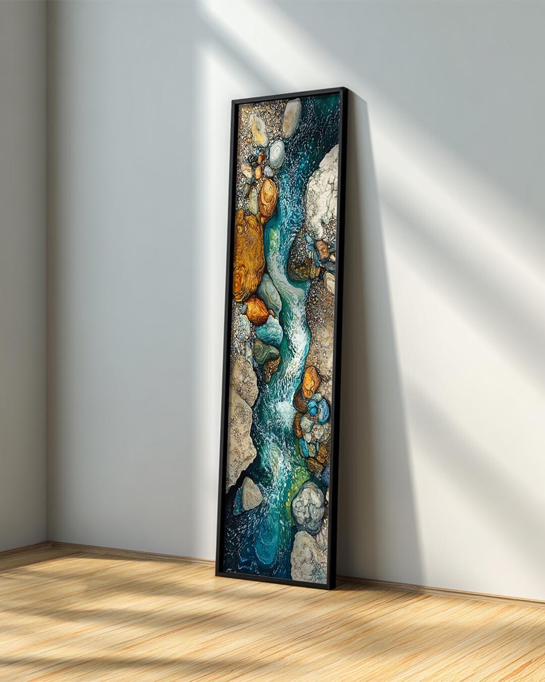 Long Narrow River Wall Art : Tall Thin Nature Canvas, Modern Landscape ...