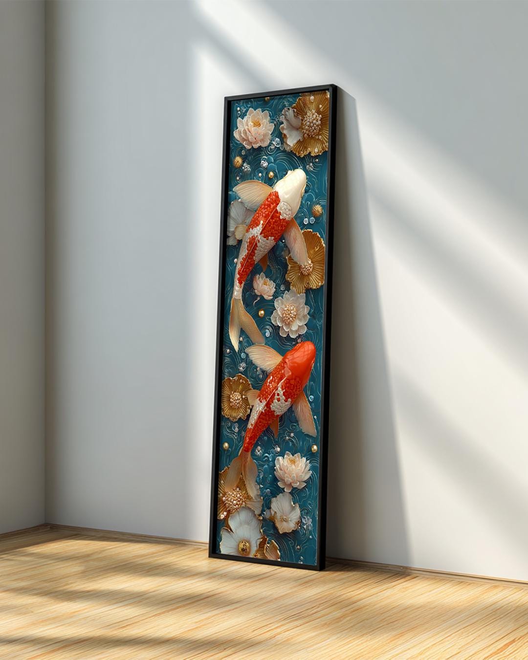 Koi Fish Long Narrow Wall Art : Japanese Vertical Wall Decor, Zen Asian ...